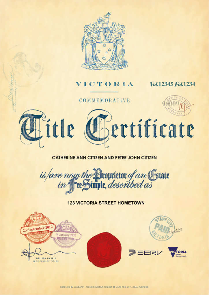 Commemorative Title Victoria - LANDATA®