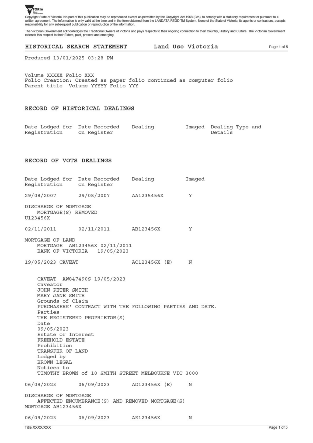 Title History Report Example Victoria - LANDATA®