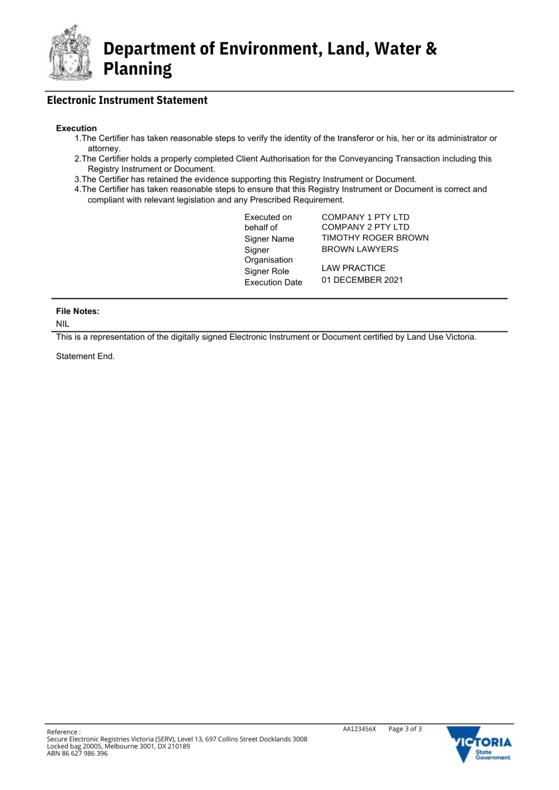 Instruments Example Victoria - LANDATA®