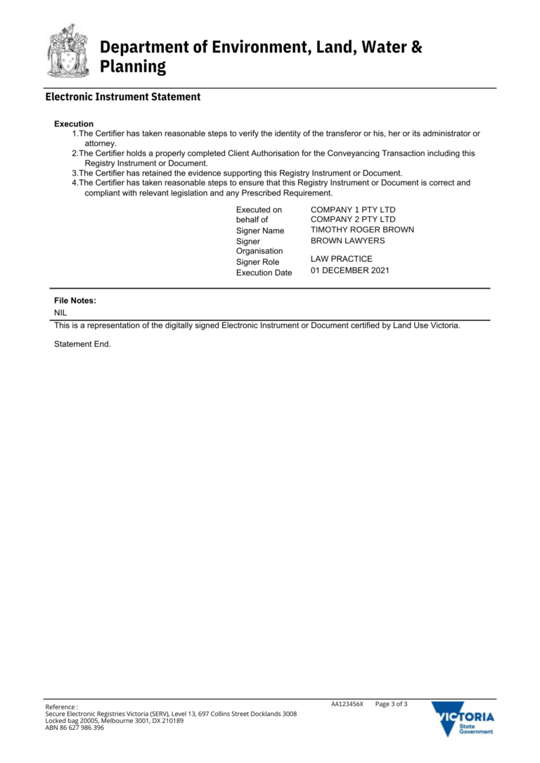 Instruments Example Victoria - LANDATA®